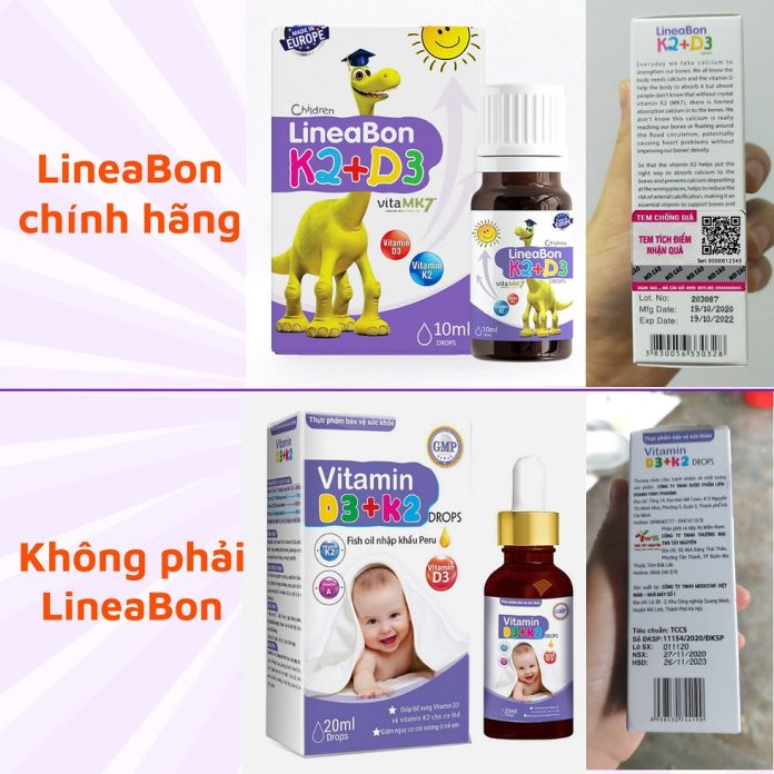 Cách nhận biết D3K2 Lineabon chính hãng - Đồ sơ sinh trọn gói